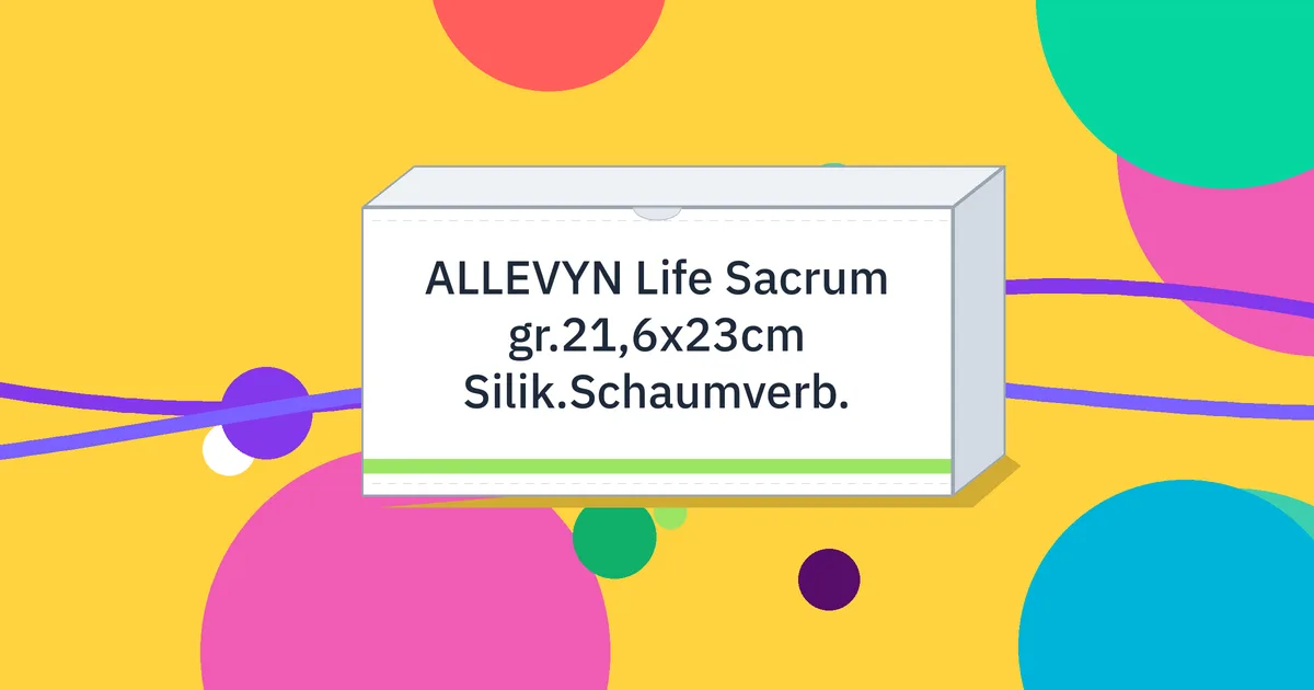 Symbolbild: Packung mit der Aufschrift ALLEVYN Life Sacrum gr.21,6x23cm Silik.Schaumverb. (PZN 13908764) – Verfügbarkeit und Bezug in Apotheken in Frankfurt am Main