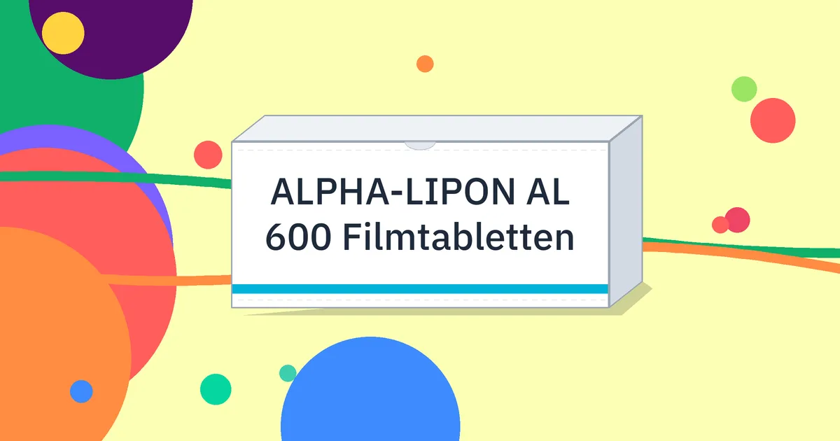 Symbolbild: Packung mit der Aufschrift ALPHA-LIPON AL 600 Filmtabletten (PZN 00958387) – Verfügbarkeit und Bezug in Apotheken in Frankfurt am Main