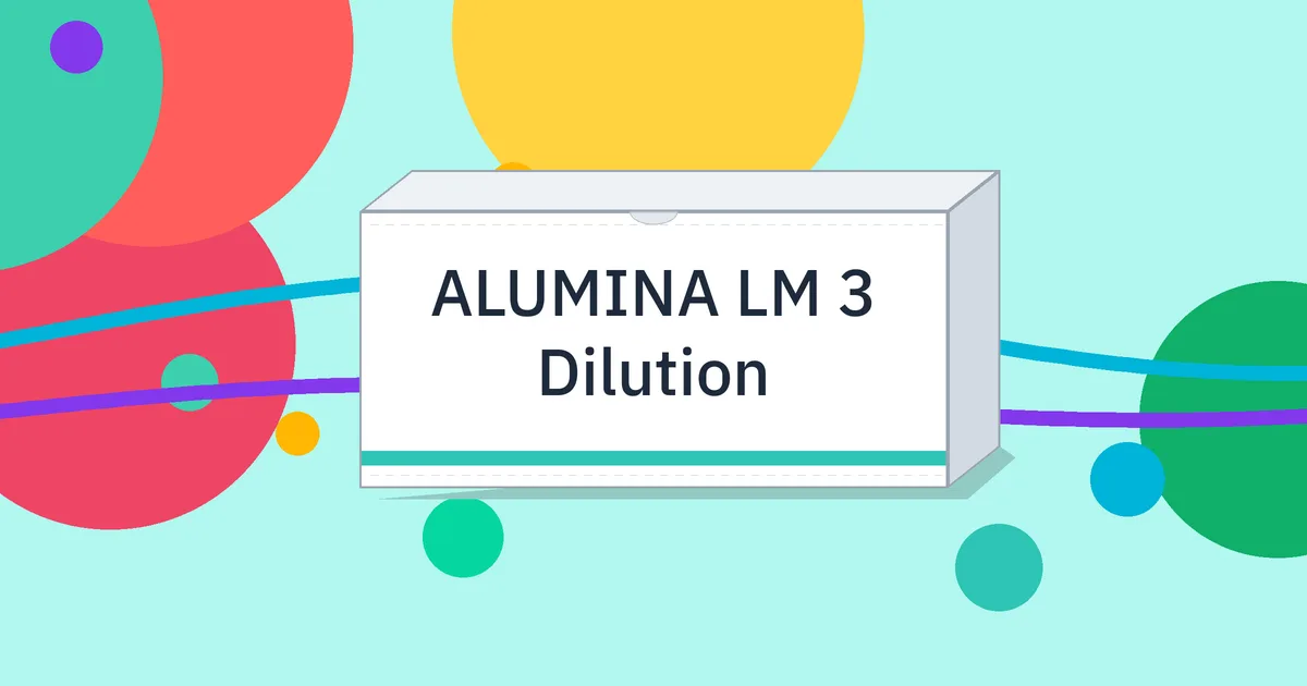 Symbolbild: Packung mit der Aufschrift ALUMINA LM 3 Dilution (PZN 12758363) – Verfügbarkeit und Bezug in Apotheken in Frankfurt am Main