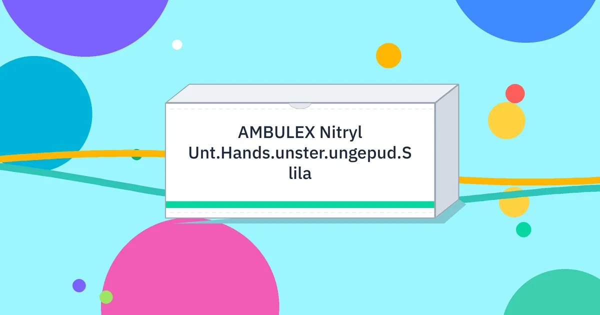 Symbolbild: Packung mit der Aufschrift AMBULEX Nitryl Unt.Hands.unster.ungepud.S lila (PZN 12700435) – Verfügbarkeit und Bezug in Apotheken in Frankfurt am Main