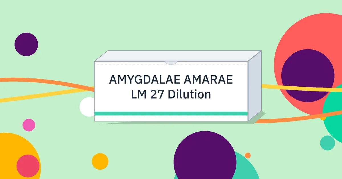 Symbolbild: Packung mit der Aufschrift AMYGDALAE AMARAE LM 27 Dilution (PZN 13325761) – Verfügbarkeit und Bezug in Apotheken in Frankfurt am Main