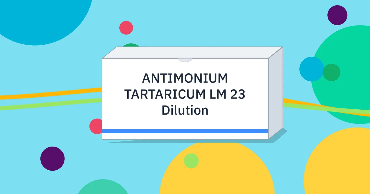 Symbolbild: Packung mit der Aufschrift ANTIMONIUM TARTARICUM LM 23 Dilution (PZN 12764777) – Verfügbarkeit und Bezug in Apotheken in Frankfurt am Main
