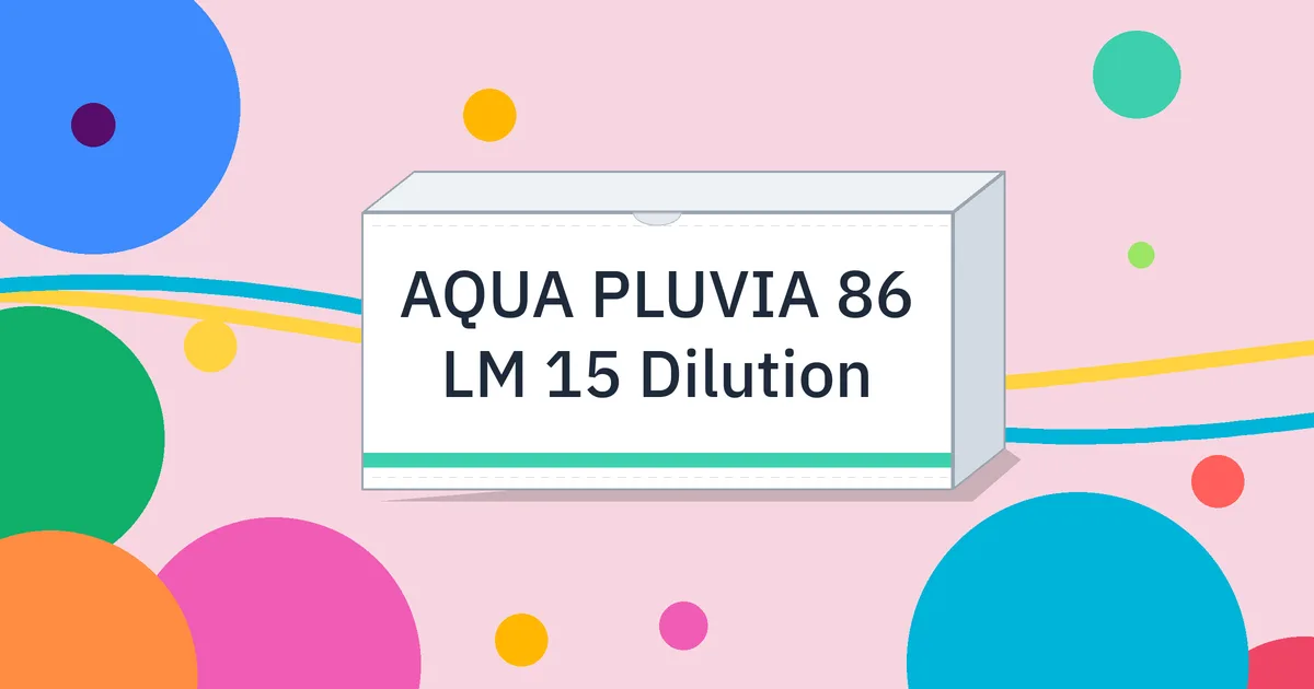Symbolbild: Packung mit der Aufschrift AQUA PLUVIA 86 LM 15 Dilution (PZN 12766457) – Verfügbarkeit und Bezug in Apotheken in Frankfurt am Main