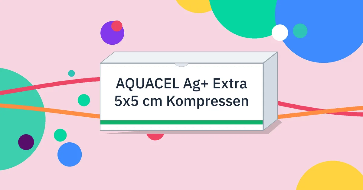 Symbolbild: Packung mit der Aufschrift AQUACEL Ag+ Extra 5x5 cm Kompressen (PZN 20893595) – Verfügbarkeit und Bezug in Apotheken in Frankfurt am Main