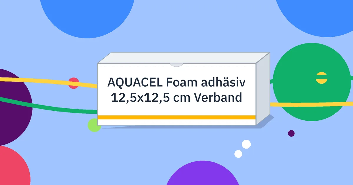 Symbolbild: Packung mit der Aufschrift AQUACEL Foam adhäsiv 12,5x12,5 cm Verband (PZN 19881090) – Verfügbarkeit und Bezug in Apotheken in Frankfurt am Main