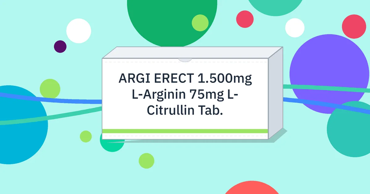 Symbolbild: Packung mit der Aufschrift ARGI ERECT 1.500mg L-Arginin 75mg L-Citrullin Tab. (PZN 19164394) – Verfügbarkeit und Bezug in Apotheken in Frankfurt am Main