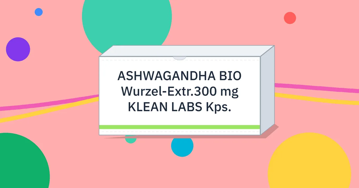 Symbolbild: Packung mit der Aufschrift ASHWAGANDHA BIO Wurzel-Extr.300 mg KLEAN LABS Kps. (PZN 19943750) – Verfügbarkeit und Bezug in Apotheken in Frankfurt am Main