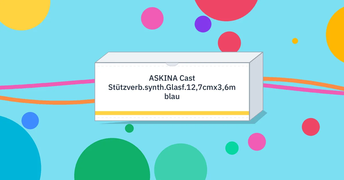 Symbolbild: Packung mit der Aufschrift ASKINA Cast Stützverb.synth.Glasf.12,7cmx3,6m blau (PZN 07369820) – Verfügbarkeit und Bezug in Apotheken in Frankfurt am Main