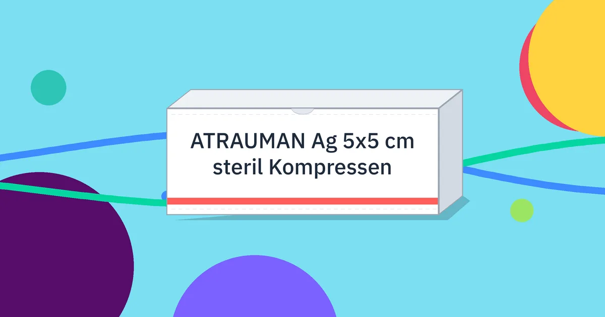 Symbolbild: Packung mit der Aufschrift ATRAUMAN Ag 5x5 cm steril Kompressen (PZN 16356064) – Verfügbarkeit und Bezug in Apotheken in Frankfurt am Main
