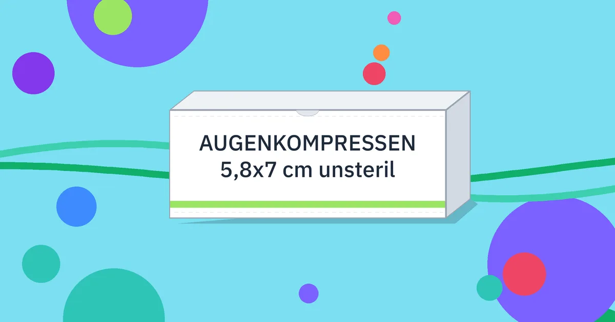 Symbolbild: Packung mit der Aufschrift AUGENKOMPRESSEN 5,8x7 cm unsteril (PZN 04050087) – Verfügbarkeit und Bezug in Apotheken in Frankfurt am Main