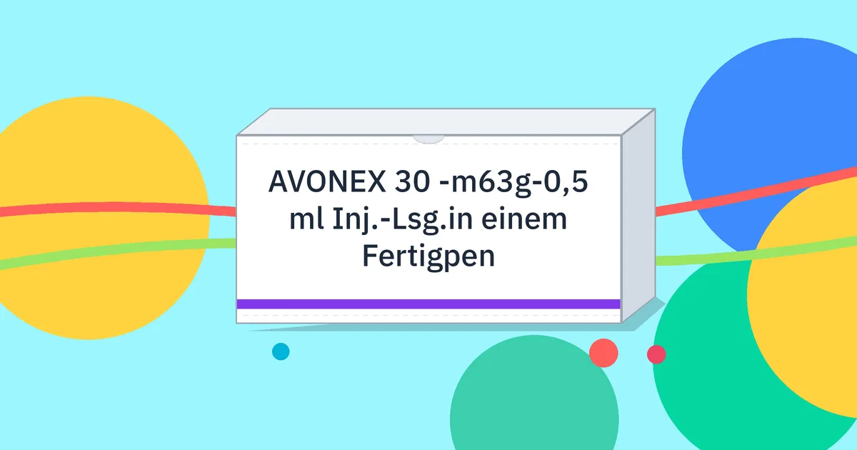 Symbolbild: Packung mit der Aufschrift AVONEX 30 -m63g-0,5 ml Inj.-Lsg.in einem Fertigpen (PZN 09770544) – Verfügbarkeit und Bezug in Apotheken in Frankfurt am Main