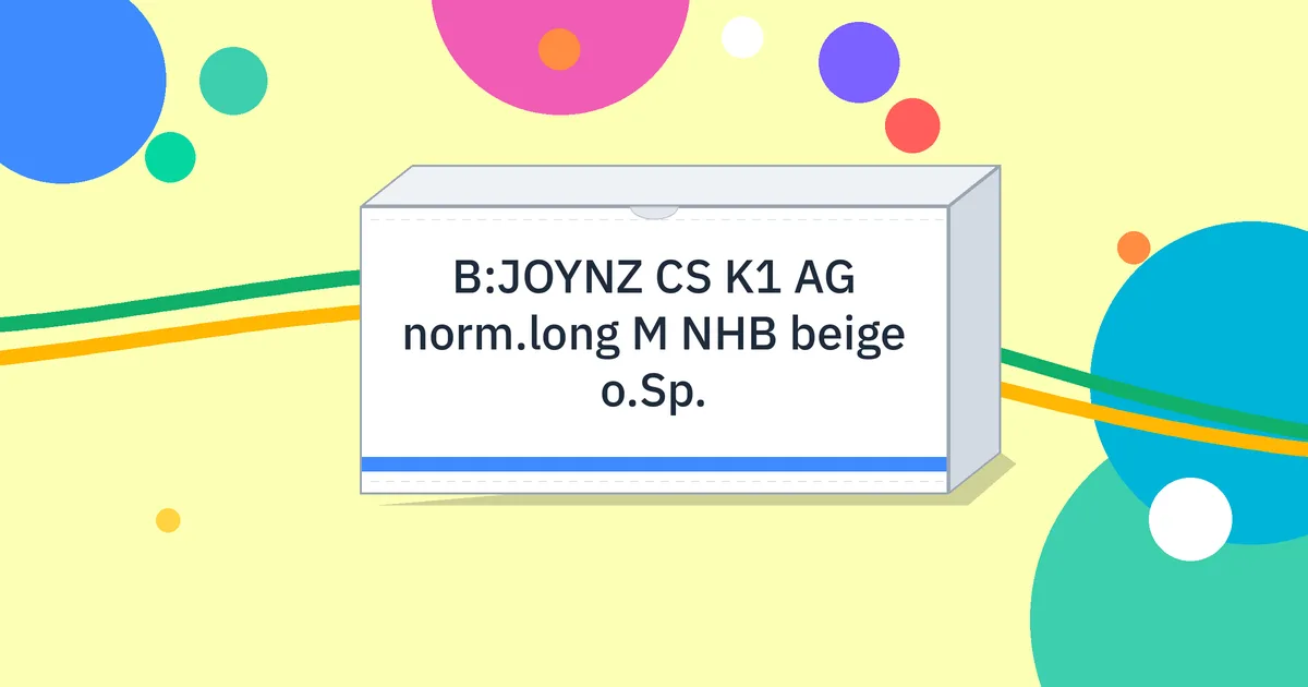 Symbolbild: Packung mit der Aufschrift B:JOYNZ CS K1 AG norm.long M NHB beige o.Sp. (PZN 20534287) – Verfügbarkeit und Bezug in Apotheken in Frankfurt am Main