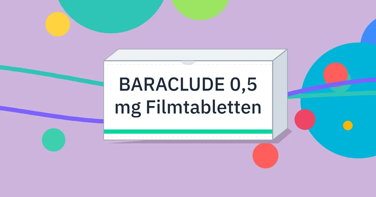 Symbolbild: Packung mit der Aufschrift BARACLUDE 0,5 mg Filmtabletten (PZN 05988536) – Verfügbarkeit und Bezug in Apotheken in Frankfurt am Main