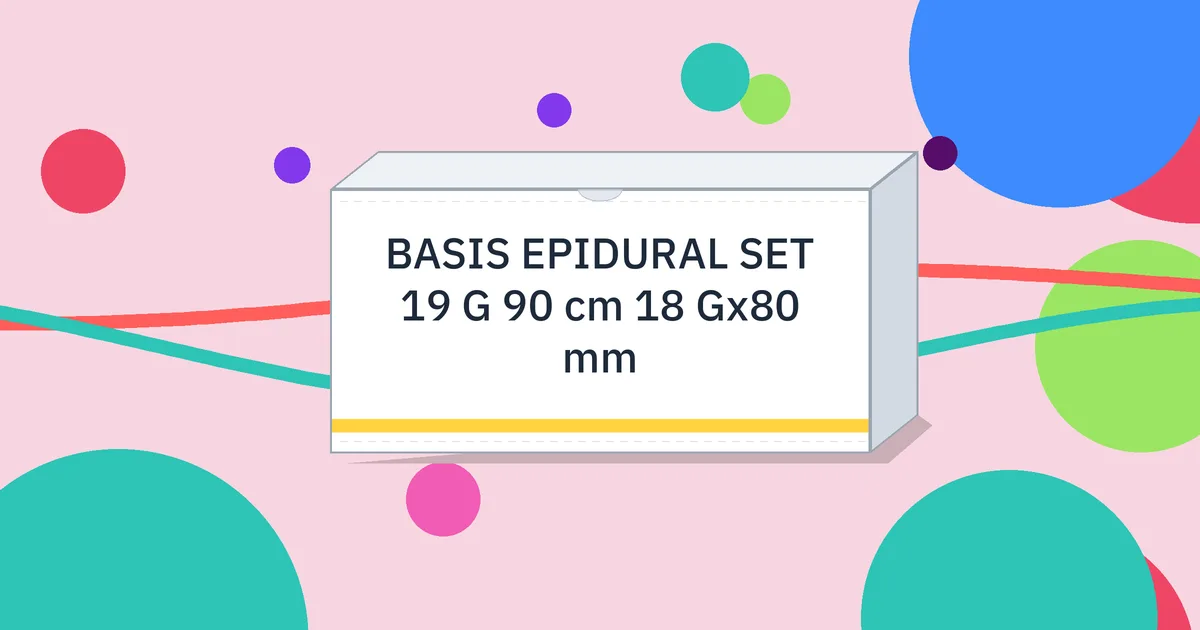 Symbolbild: Packung mit der Aufschrift BASIS EPIDURAL SET 19 G 90 cm 18 Gx80 mm (PZN 12517487) – Verfügbarkeit und Bezug in Apotheken in Frankfurt am Main