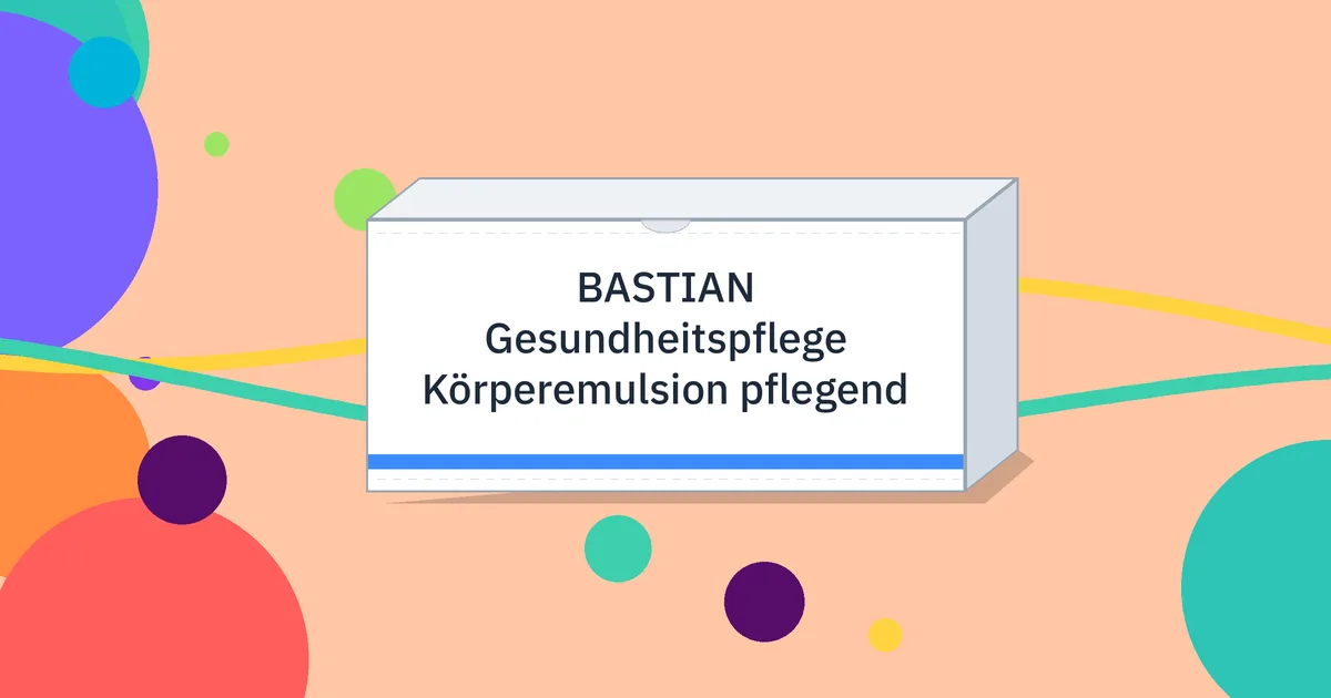 Symbolbild: Packung mit der Aufschrift BASTIAN Gesundheitspflege Körperemulsion pflegend (PZN 01633569) – Verfügbarkeit und Bezug in Apotheken in Frankfurt am Main
