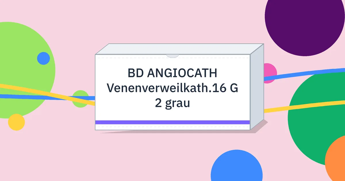 Symbolbild: Packung mit der Aufschrift BD ANGIOCATH Venenverweilkath.16 G 2 grau (PZN 04083365) – Verfügbarkeit und Bezug in Apotheken in Frankfurt am Main