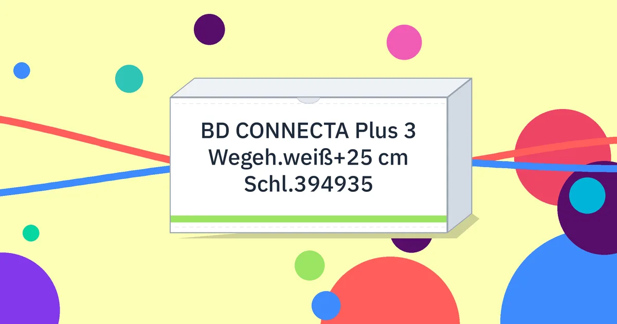 Symbolbild: Packung mit der Aufschrift BD CONNECTA Plus 3 Wegeh.weiß+25 cm Schl.394935 (PZN 01341602) – Verfügbarkeit und Bezug in Apotheken in Frankfurt am Main