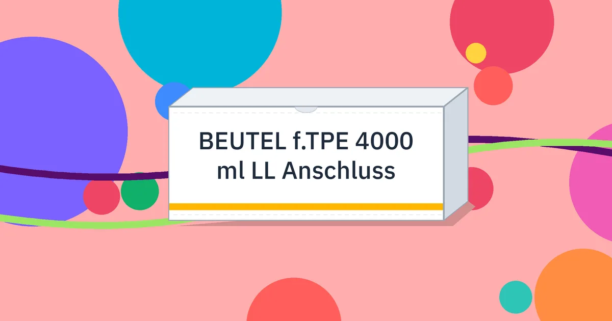 Symbolbild: Packung mit der Aufschrift BEUTEL f.TPE 4000 ml LL Anschluss (PZN 07331591) – Verfügbarkeit und Bezug in Apotheken in Frankfurt am Main