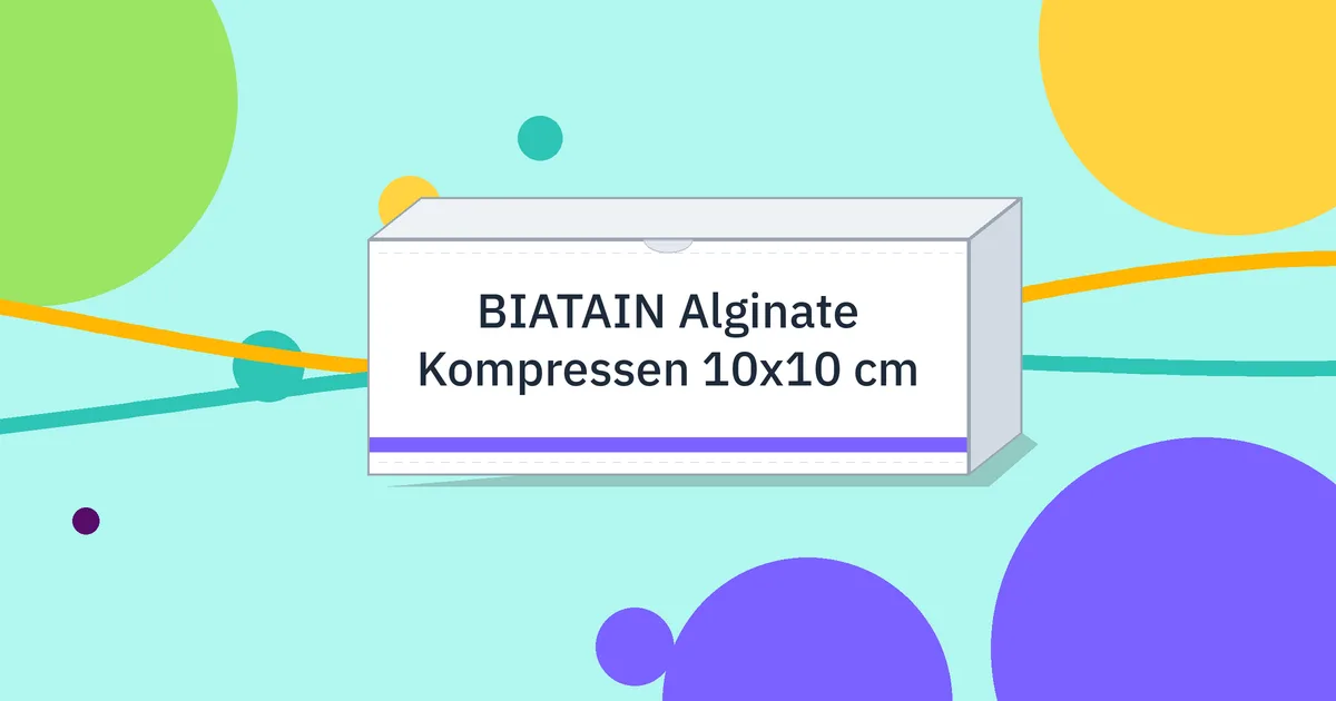 Symbolbild: Packung mit der Aufschrift BIATAIN Alginate Kompressen 10x10 cm (PZN 19348473) – Verfügbarkeit und Bezug in Apotheken in Frankfurt am Main