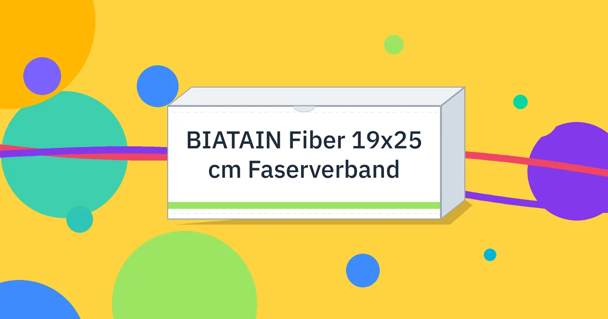 Symbolbild: Packung mit der Aufschrift BIATAIN Fiber 19x25 cm Faserverband (PZN 20057255) – Verfügbarkeit und Bezug in Apotheken in Frankfurt am Main