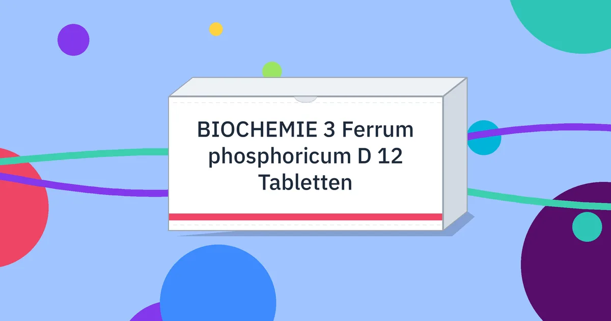 Symbolbild: Packung mit der Aufschrift BIOCHEMIE 3 Ferrum phosphoricum D 12 Tabletten (PZN 05955790) – Verfügbarkeit und Bezug in Apotheken in Frankfurt am Main