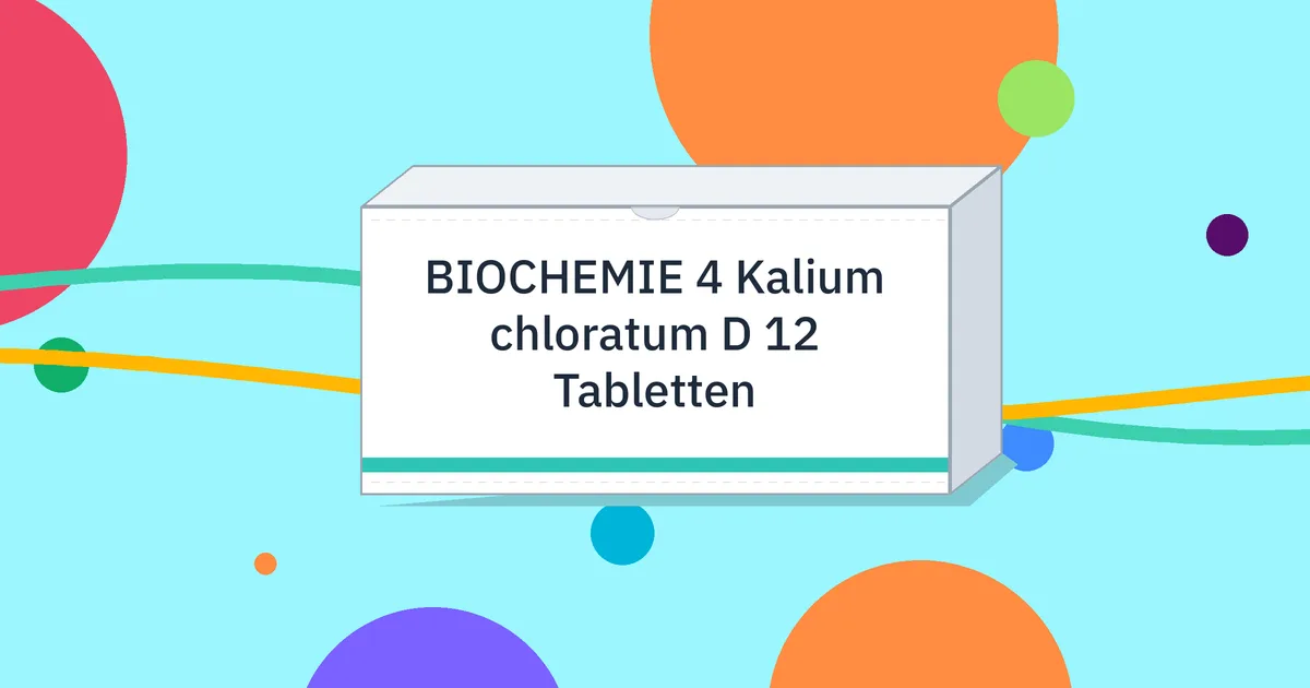 Symbolbild: Packung mit der Aufschrift BIOCHEMIE 4 Kalium chloratum D 12 Tabletten (PZN 05955844) – Verfügbarkeit und Bezug in Apotheken in Frankfurt am Main