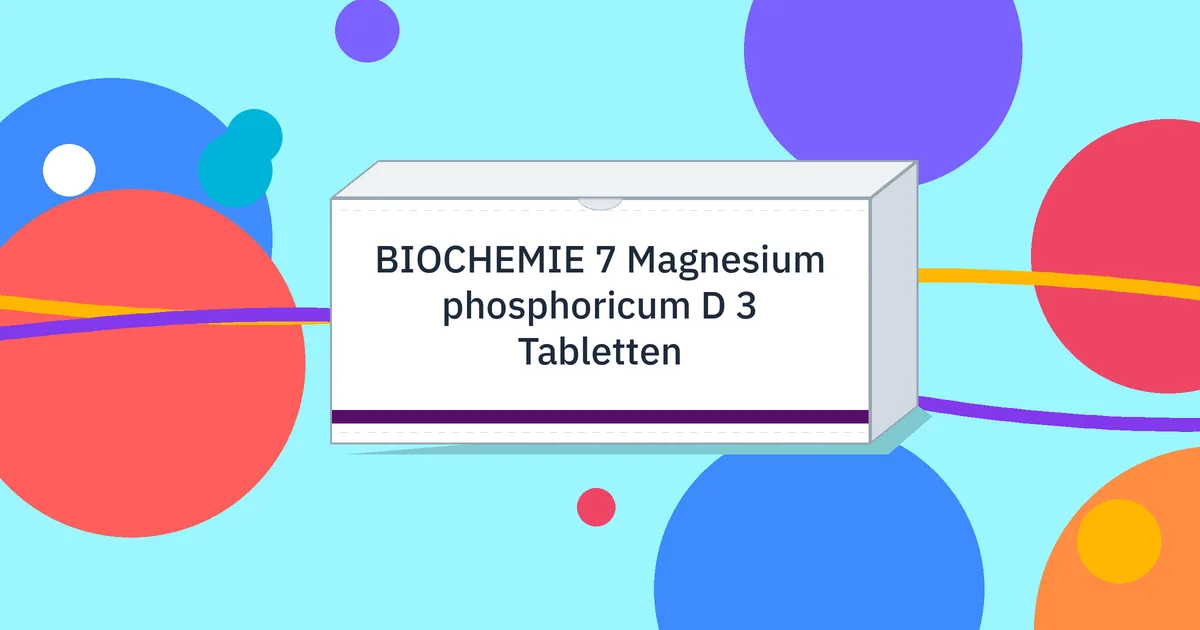 Symbolbild: Packung mit der Aufschrift BIOCHEMIE 7 Magnesium phosphoricum D 3 Tabletten (PZN 01073633) – Verfügbarkeit und Bezug in Apotheken in Frankfurt am Main