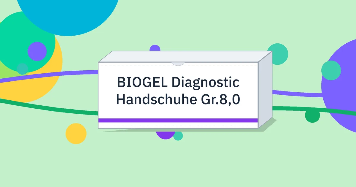 Symbolbild: Packung mit der Aufschrift BIOGEL Diagnostic Handschuhe Gr.8,0 (PZN 04701685) – Verfügbarkeit und Bezug in Apotheken in Frankfurt am Main