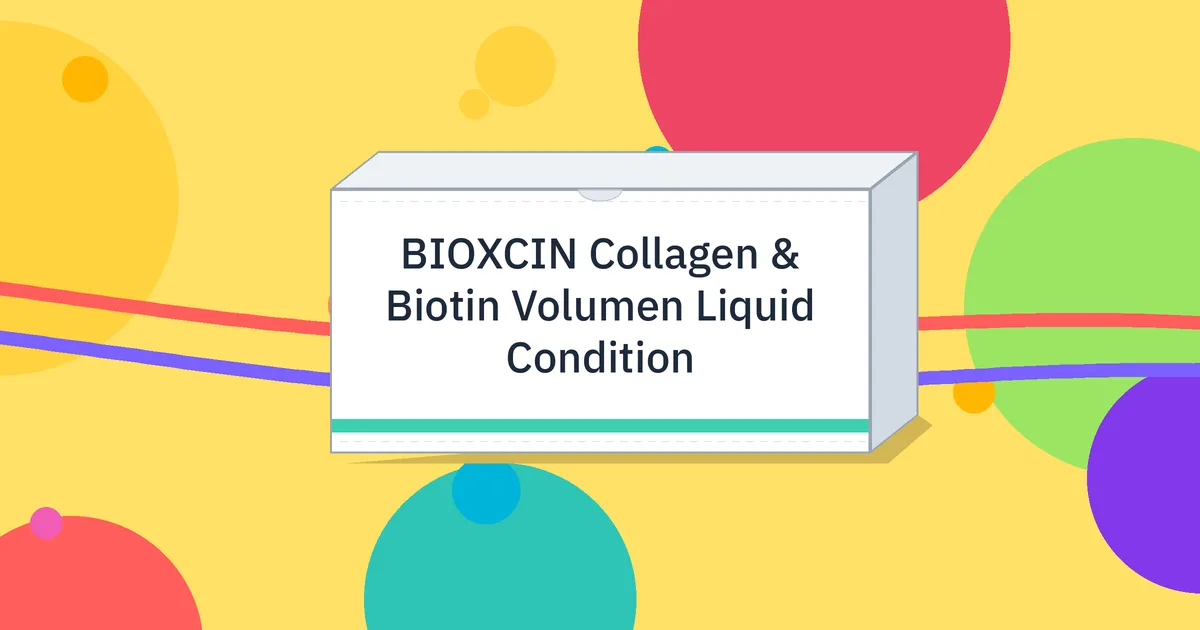 Symbolbild: Packung mit der Aufschrift BIOXCIN Collagen & Biotin Volumen Liquid Condition (PZN 19906588) – Verfügbarkeit und Bezug in Apotheken in Frankfurt am Main
