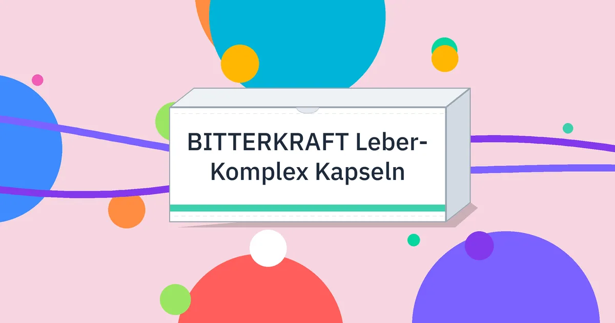 Symbolbild: Packung mit der Aufschrift BITTERKRAFT Leber-Komplex Kapseln (PZN 19636539) – Verfügbarkeit und Bezug in Apotheken in Frankfurt am Main