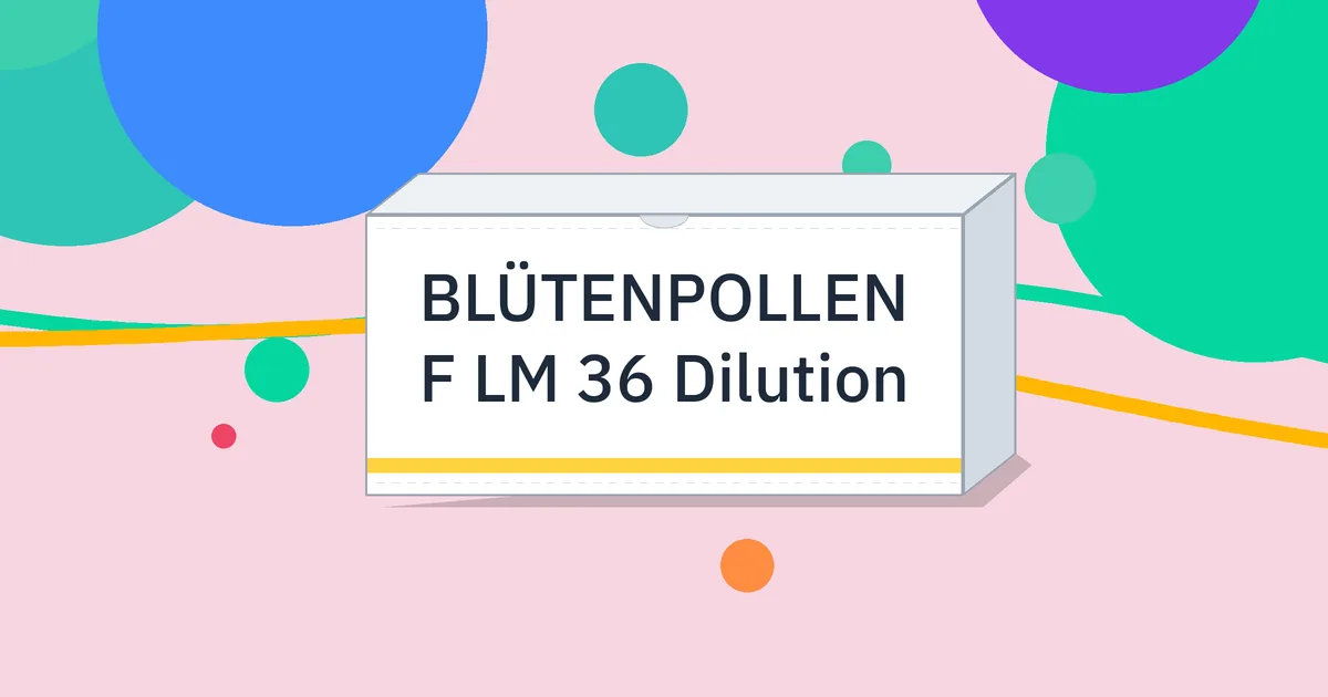 Symbolbild: Packung mit der Aufschrift BLÜTENPOLLEN F LM 36 Dilution (PZN 13389815) – Verfügbarkeit und Bezug in Apotheken in Frankfurt am Main