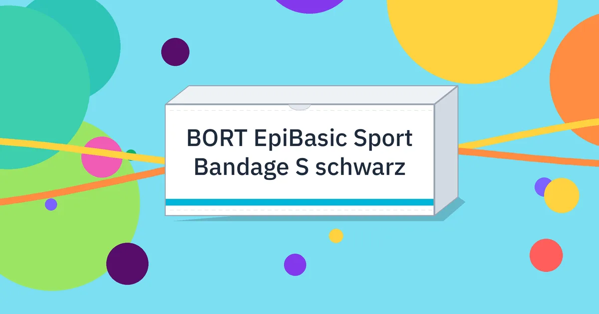 Symbolbild: Packung mit der Aufschrift BORT EpiBasic Sport Bandage S schwarz (PZN 09777316) – Verfügbarkeit und Bezug in Apotheken in Frankfurt am Main