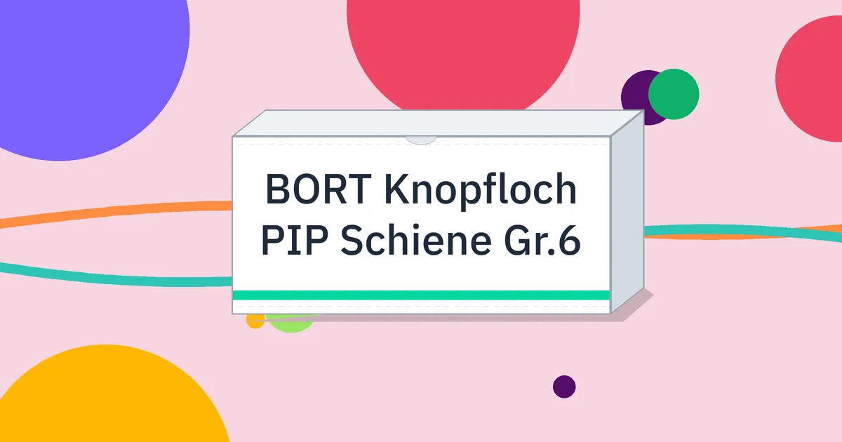 Symbolbild: Packung mit der Aufschrift BORT Knopfloch PIP Schiene Gr.6 (PZN 16847158) – Verfügbarkeit und Bezug in Apotheken in Frankfurt am Main