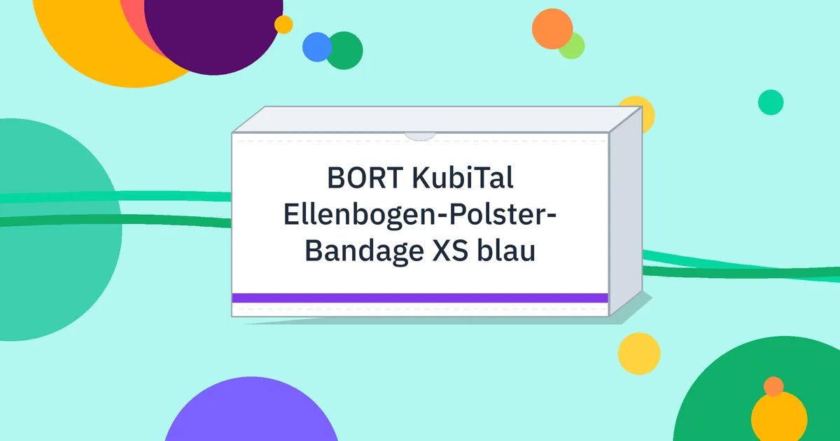 Symbolbild: Packung mit der Aufschrift BORT KubiTal Ellenbogen-Polster-Bandage XS blau (PZN 01327045) – Verfügbarkeit und Bezug in Apotheken in Frankfurt am Main
