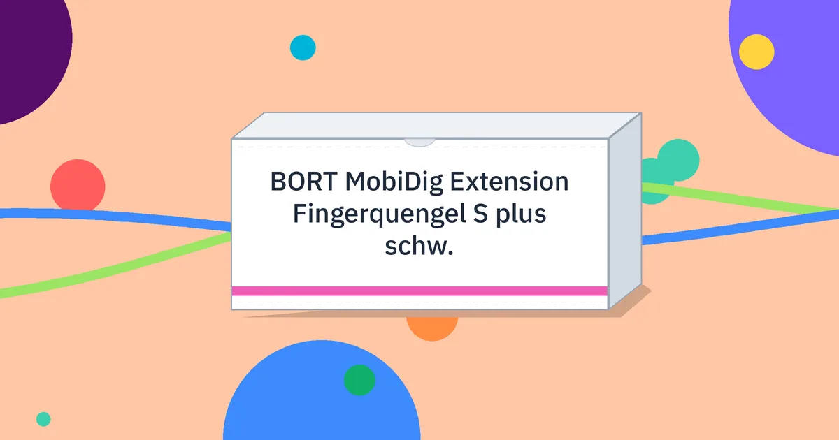 Symbolbild: Packung mit der Aufschrift BORT MobiDig Extension Fingerquengel S plus schw. (PZN 04773609) – Verfügbarkeit und Bezug in Apotheken in Frankfurt am Main