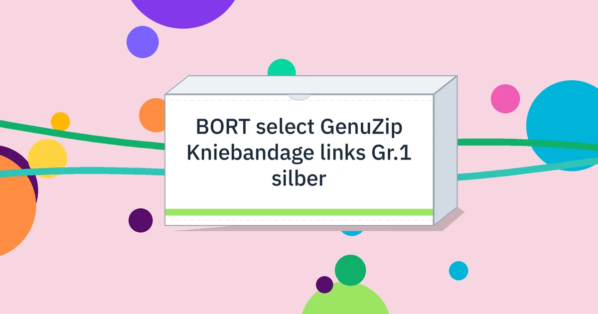 Symbolbild: Packung mit der Aufschrift BORT select GenuZip Kniebandage links Gr.1 silber (PZN 16843999) – Verfügbarkeit und Bezug in Apotheken in Frankfurt am Main