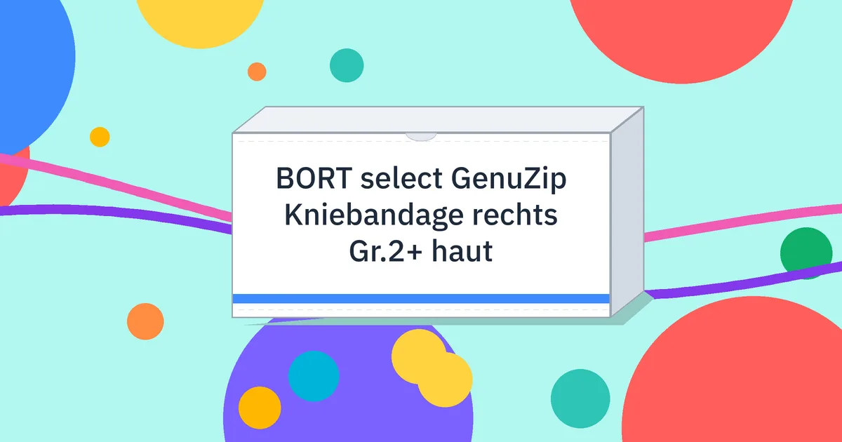 Symbolbild: Packung mit der Aufschrift BORT select GenuZip Kniebandage rechts Gr.2+ haut (PZN 16844220) – Verfügbarkeit und Bezug in Apotheken in Frankfurt am Main