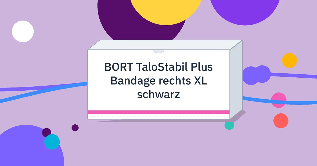 Symbolbild: Packung mit der Aufschrift BORT TaloStabil Plus Bandage rechts XL schwarz (PZN 07672174) – Verfügbarkeit und Bezug in Apotheken in Frankfurt am Main