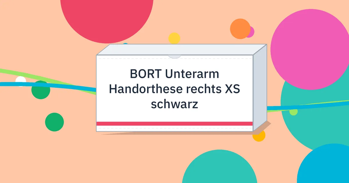 Symbolbild: Packung mit der Aufschrift BORT Unterarm Handorthese rechts XS schwarz (PZN 14412025) – Verfügbarkeit und Bezug in Apotheken in Frankfurt am Main