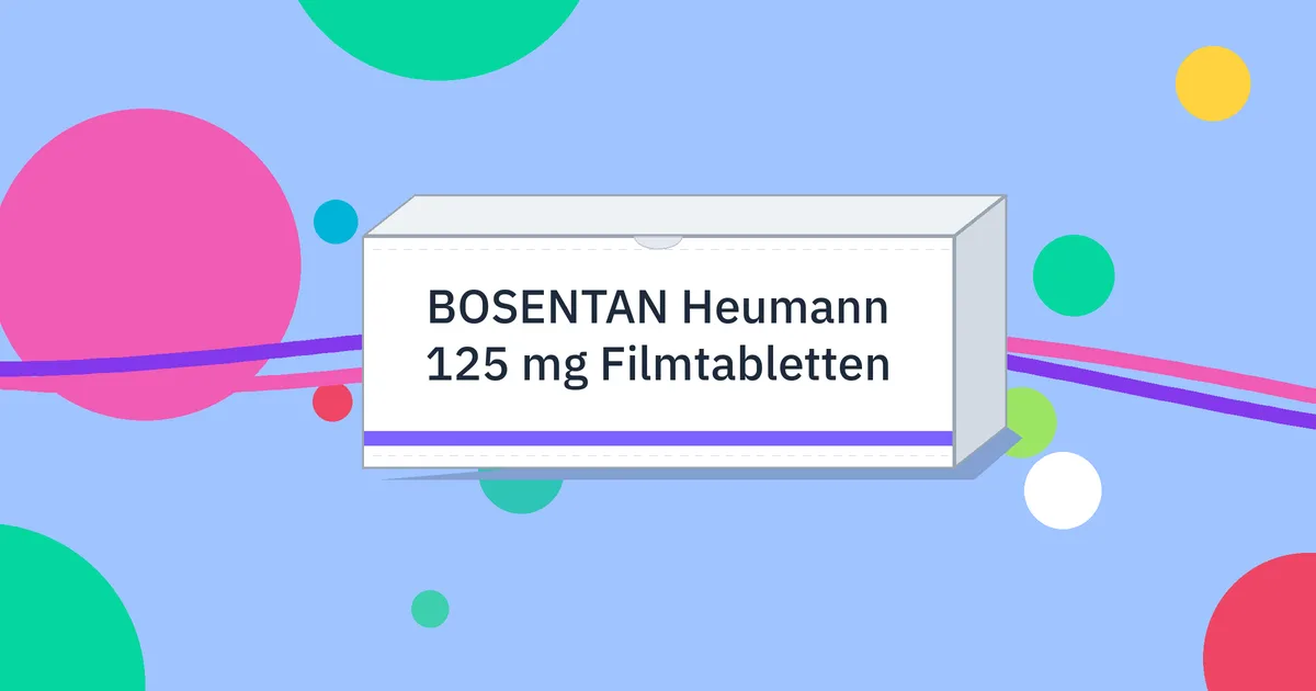 Symbolbild: Packung mit der Aufschrift BOSENTAN Heumann 125 mg Filmtabletten (PZN 15210826) – Verfügbarkeit und Bezug in Apotheken in Frankfurt am Main