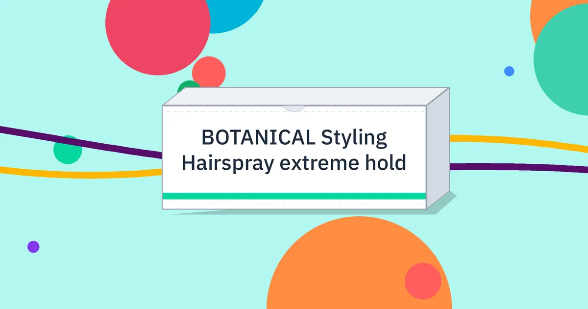Symbolbild: Packung mit der Aufschrift BOTANICAL Styling Hairspray extreme hold (PZN 09935548) – Verfügbarkeit und Bezug in Apotheken in Frankfurt am Main
