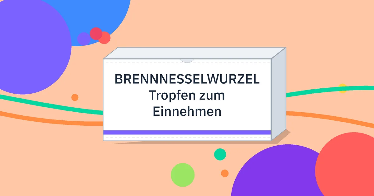 Symbolbild: Packung mit der Aufschrift BRENNNESSELWURZEL Tropfen zum Einnehmen (PZN 11366402) – Verfügbarkeit und Bezug in Apotheken in Frankfurt am Main