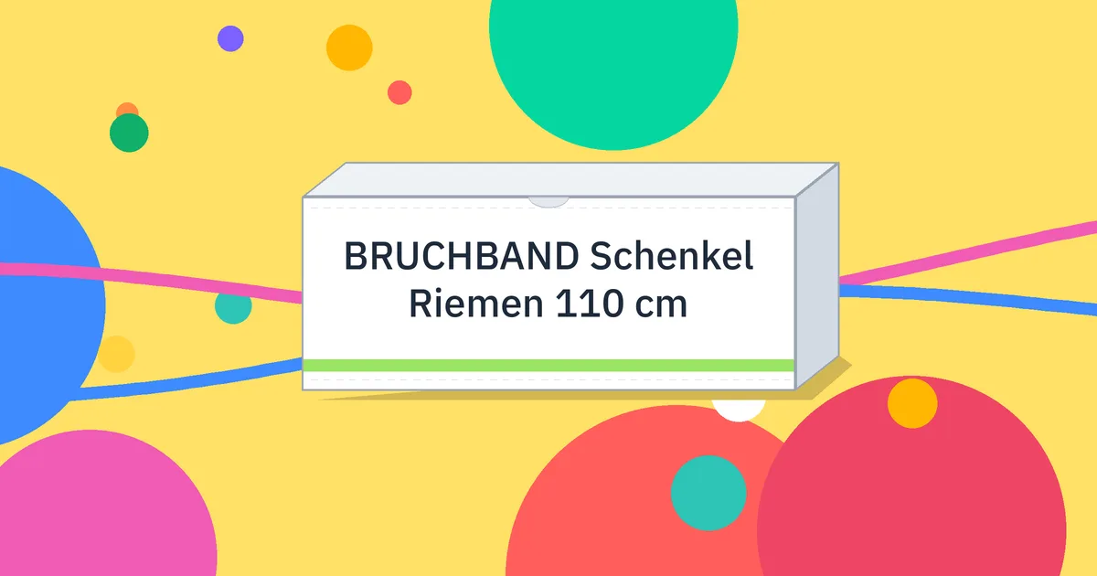 Symbolbild: Packung mit der Aufschrift BRUCHBAND Schenkel Riemen 110 cm (PZN 01725567) – Verfügbarkeit und Bezug in Apotheken in Frankfurt am Main