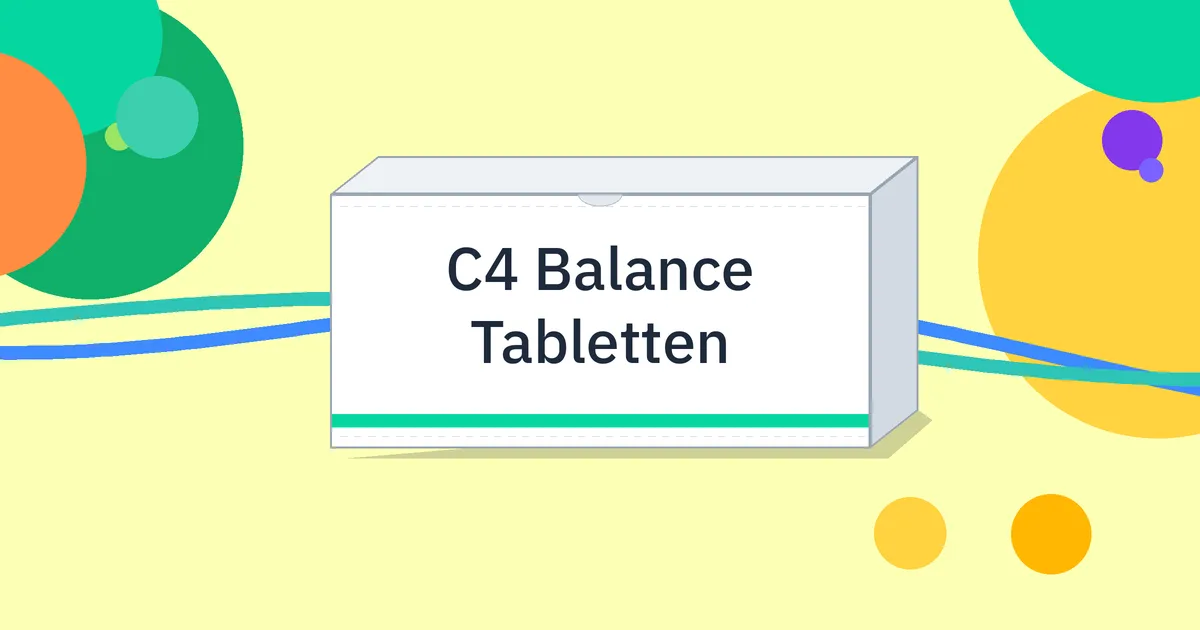 Symbolbild: Packung mit der Aufschrift C4 Balance Tabletten (PZN 16683685) – Verfügbarkeit und Bezug in Apotheken in Frankfurt am Main