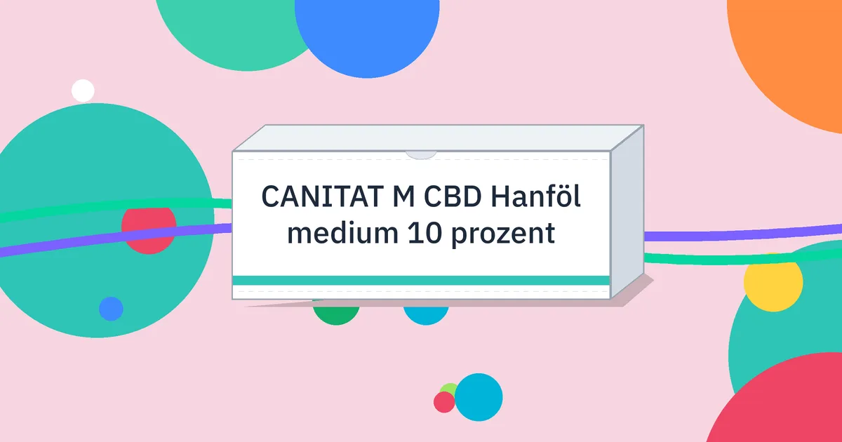 Symbolbild: Packung mit der Aufschrift CANITAT M CBD Hanföl medium 10 prozent (PZN 15895505) – Verfügbarkeit und Bezug in Apotheken in Frankfurt am Main