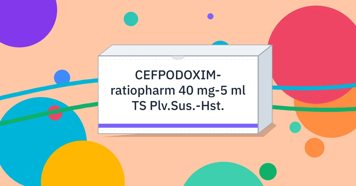 Symbolbild: Packung mit der Aufschrift CEFPODOXIM-ratiopharm 40 mg-5 ml TS Plv.Sus.-Hst. (PZN 09124695) – Verfügbarkeit und Bezug in Apotheken in Frankfurt am Main