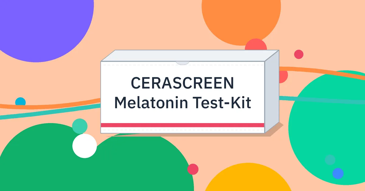 Symbolbild: Packung mit der Aufschrift CERASCREEN Melatonin Test-Kit (PZN 12391514) – Verfügbarkeit und Bezug in Apotheken in Frankfurt am Main