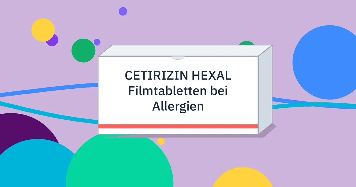 Symbolbild: Packung mit der Aufschrift CETIRIZIN HEXAL Filmtabletten bei Allergien (PZN 01830169) – Verfügbarkeit und Bezug in Apotheken in Frankfurt am Main