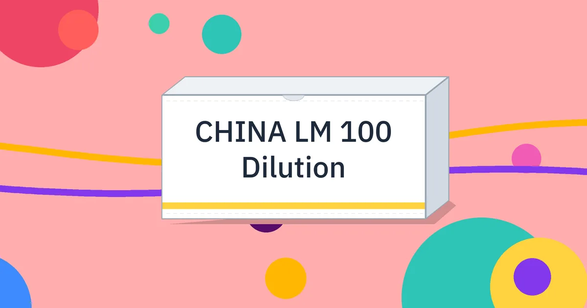 Symbolbild: Packung mit der Aufschrift CHINA LM 100 Dilution (PZN 12814096) – Verfügbarkeit und Bezug in Apotheken in Frankfurt am Main