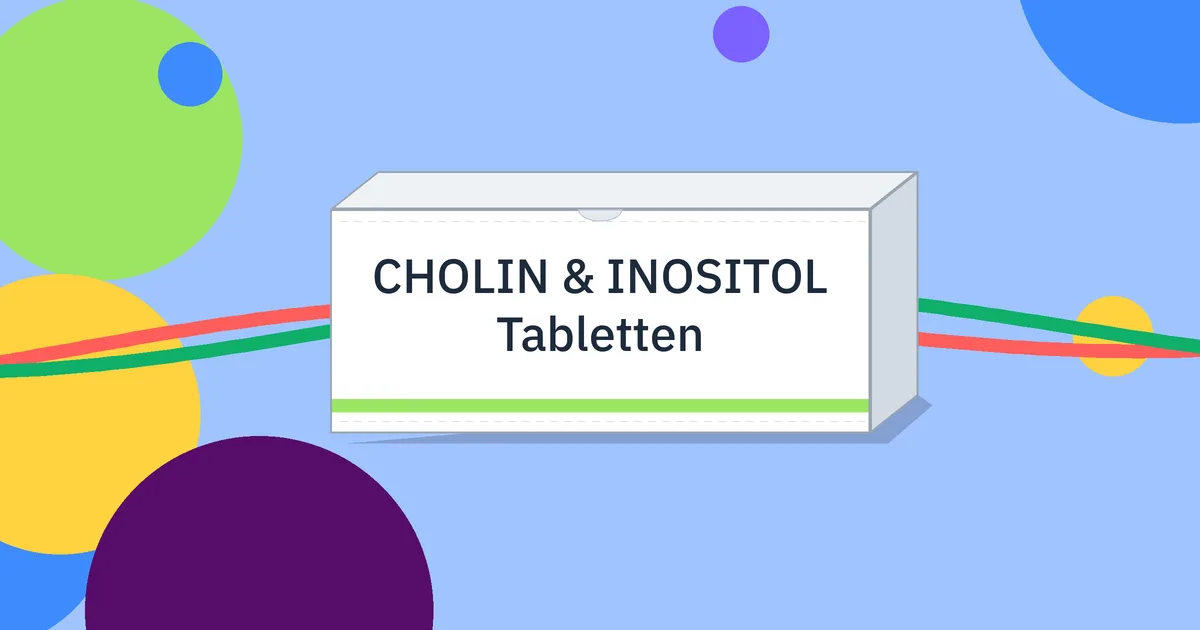 Symbolbild: Packung mit der Aufschrift CHOLIN & INOSITOL Tabletten (PZN 15871798) – Verfügbarkeit und Bezug in Apotheken in Frankfurt am Main